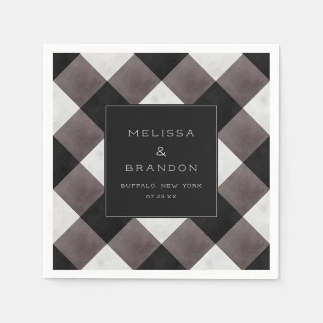 Farmhouse Buffalo Plaid Check Wedding Dinner Napkins | Zazzle