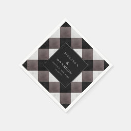 Farmhouse Buffalo Plaid Check Wedding Dinner Napkins | Zazzle