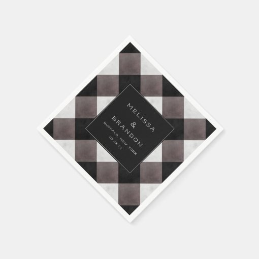 Farmhouse Buffalo Plaid Check Wedding Dinner Napkins | Zazzle