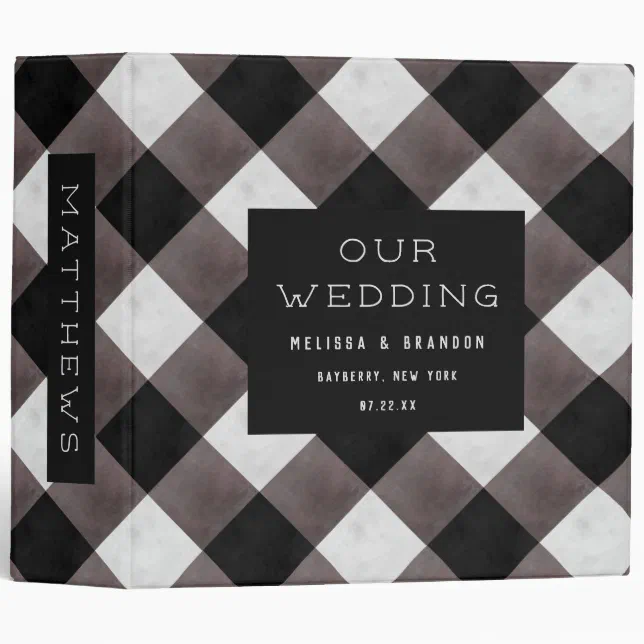 Farmhouse Buffalo Plaid Check Wedding Photo Album 3 Ring Binder | Zazzle