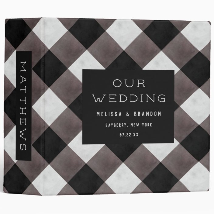 Farmhouse Buffalo Plaid Check Wedding Photo Album 3 Ring Binder ...