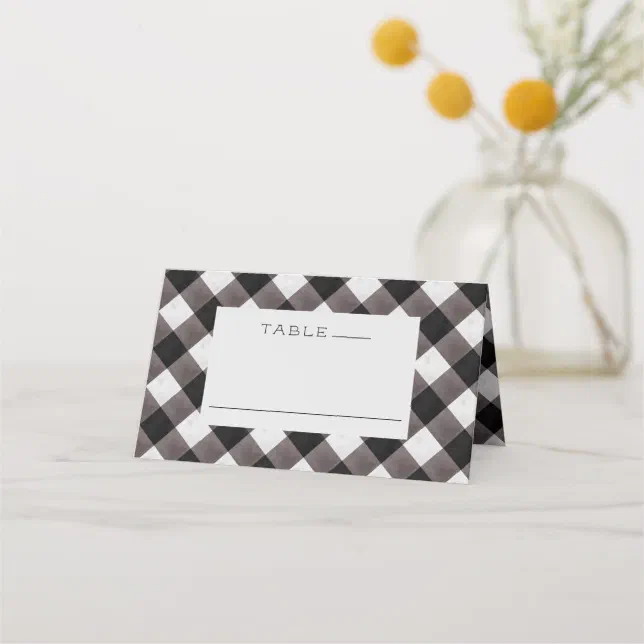 Farmhouse Buffalo Plaid Check Wedding Table Number Place Card | Zazzle