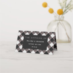 Farmhouse Buffalo Plaid Check Wedding Table Number Place Card | Zazzle
