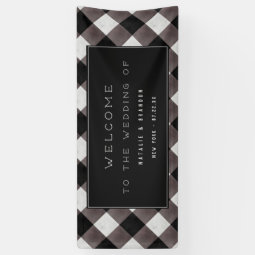 Farmhouse Buffalo Plaid Check Wedding Welcome Banner | Zazzle