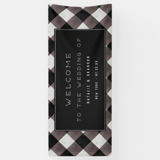 Farmhouse Buffalo Plaid Check Wedding Welcome Banner | Zazzle