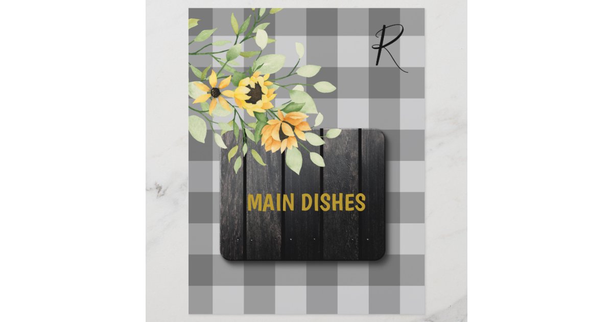 Farmhouse buffalo plaid recipe organizer divider | Zazzle
