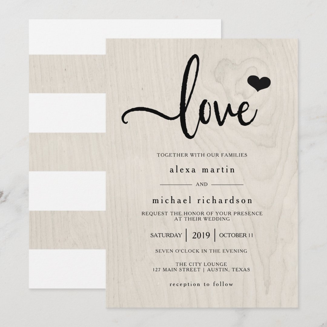 Farmhouse Chic | Modern Rustic Love Wedding Invitation | Zazzle