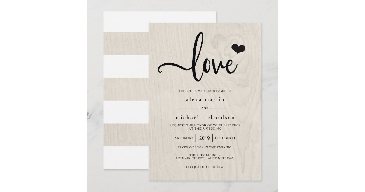 Farmhouse Chic | Modern Rustic Love Wedding Invitation | Zazzle