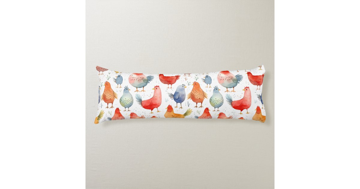Farmhouse Chickens Body Pillow | Zazzle