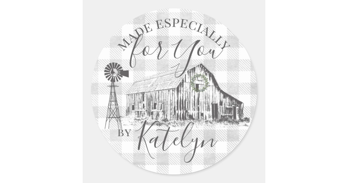 Farmhouse Christmas Barn Made Especially For You Classic Round Sticker ...