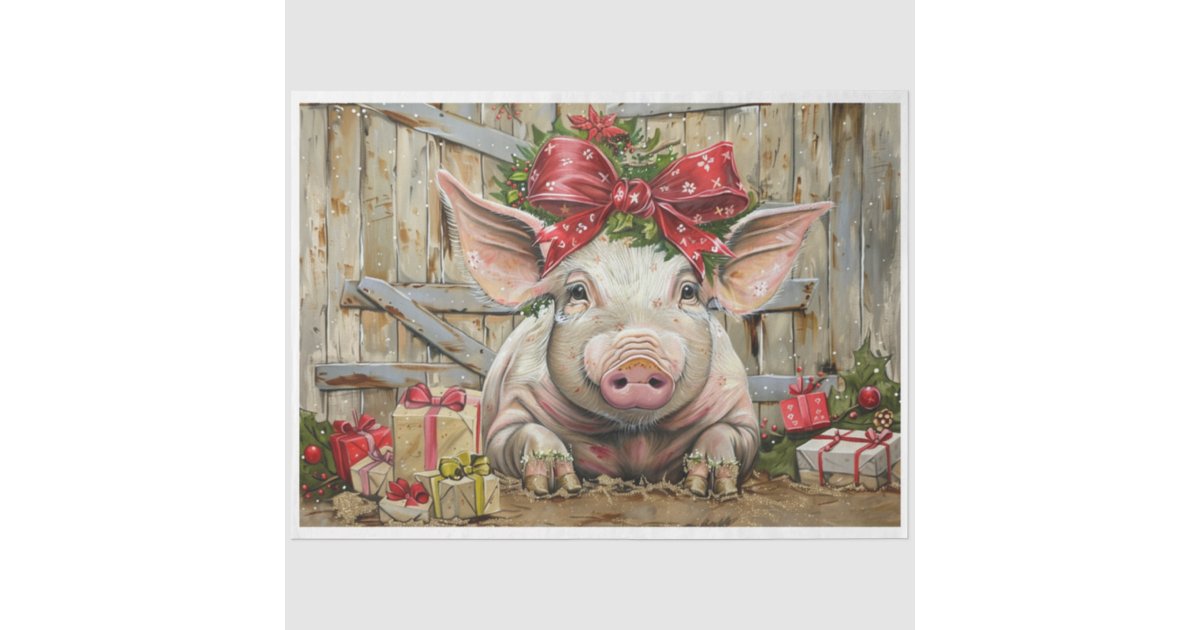 Farmhouse Christmas Pig Tissue Paper | Zazzle