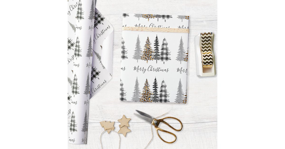 Farmhouse Christmas Trees Wrapping Paper | Zazzle