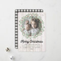 Farmhouse Christmas Wreath | Buffalo Check Holiday Card | Zazzle