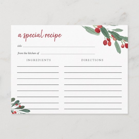 Farmhouse Collection | Rustic Holiday Recipe Card | Zazzle.com
