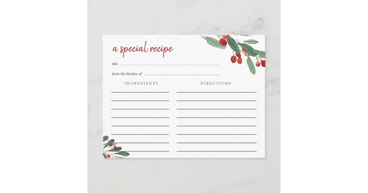Farmhouse Collection | Rustic Holiday Recipe Card | Zazzle