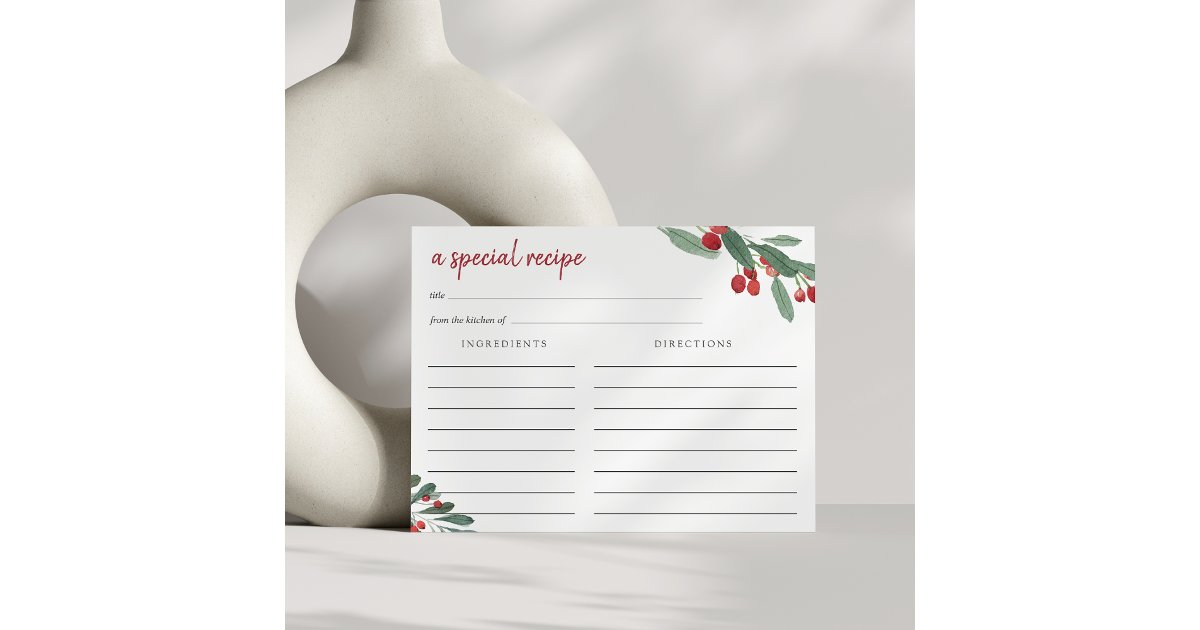 Farmhouse Collection | Rustic Holiday Recipe Card | Zazzle