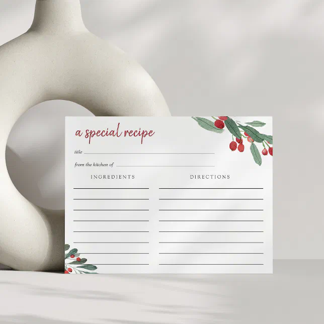 Farmhouse Collection | Rustic Holiday Recipe Card | Zazzle