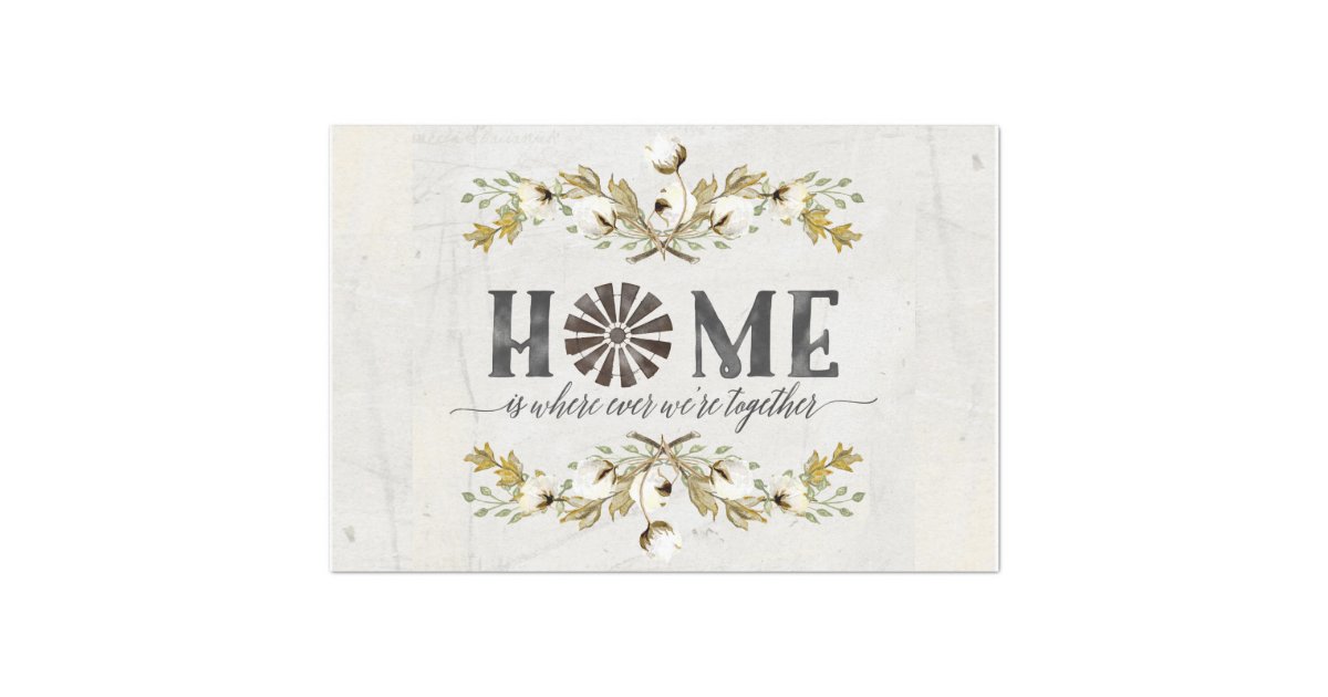 Farmhouse Cotton Autumn Foliage Gray Mustard Home Tissue Paper | Zazzle