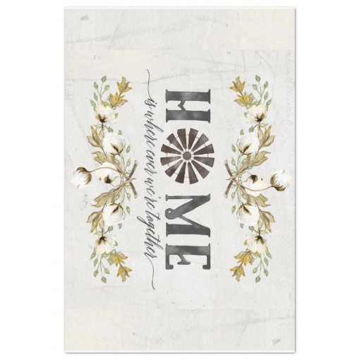 Farmhouse Cotton Autumn Foliage Gray Mustard Home Tissue Paper | Zazzle