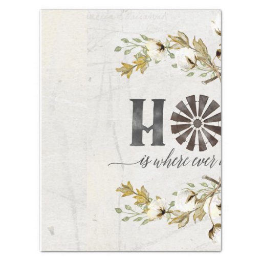 Farmhouse Cotton Autumn Foliage Gray Mustard Home Tissue Paper | Zazzle