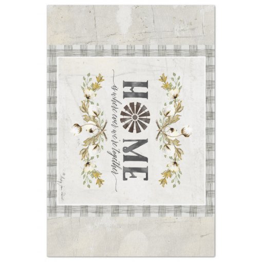 Farmhouse Cotton Autumn Foliage Gray Plaid Home Tissue Paper | Zazzle