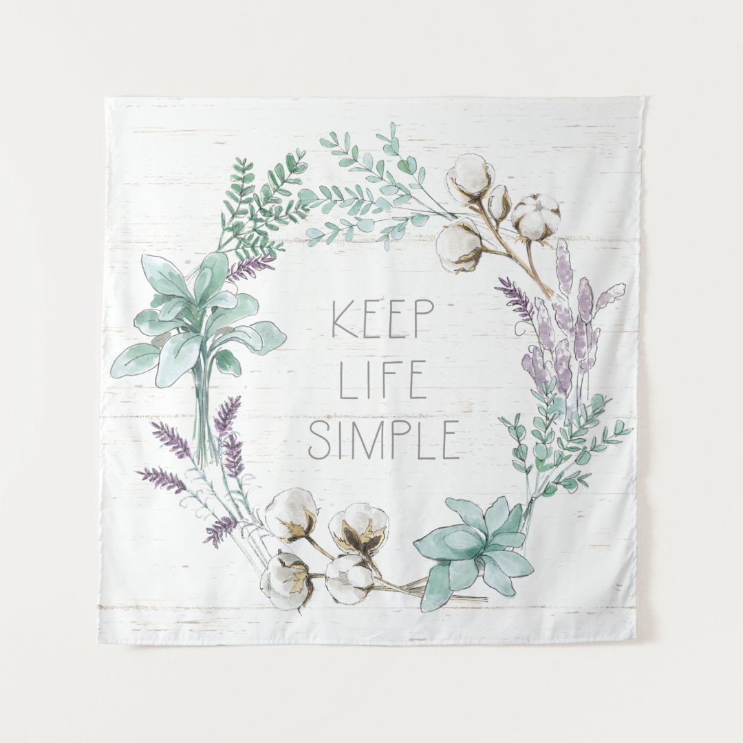 Farmhouse Cotton Typography - Keep Life Simple Tapestry | Zazzle