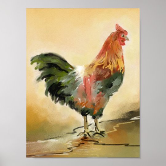 Farmhouse Country Rooster Poster | Zazzle.com