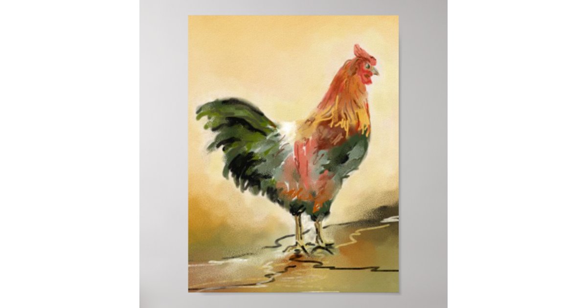 Farmhouse Country Rooster Poster | Zazzle