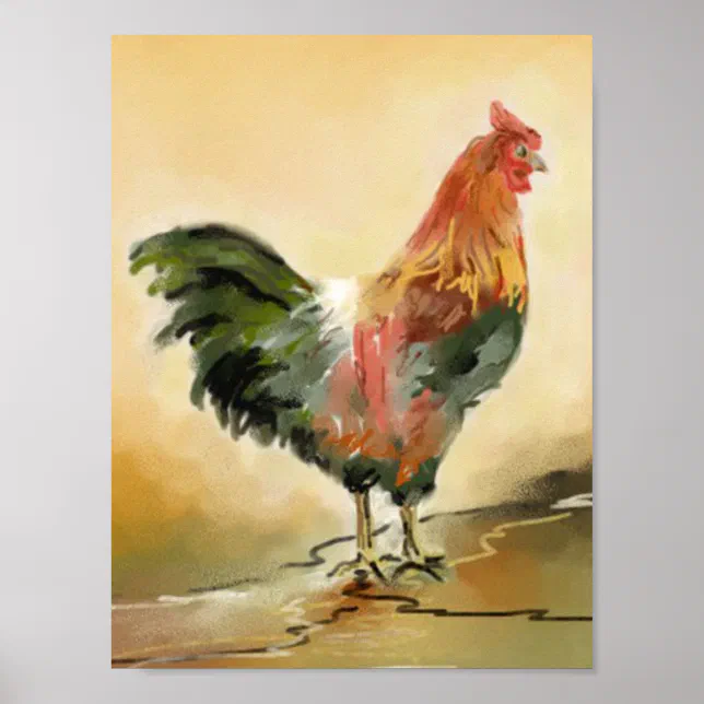 Farmhouse Country Rooster Poster | Zazzle