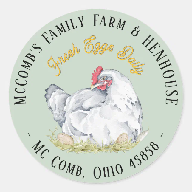 Farmhouse Egg Carton Label Hen with Eggs | Zazzle