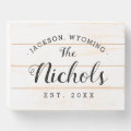 Farmhouse Family Name Shiplap Look Wooden Box Sign | Zazzle