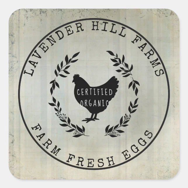 Farmhouse Farm Fresh Eggs Chicken Egg Carton Square Sticker | Zazzle