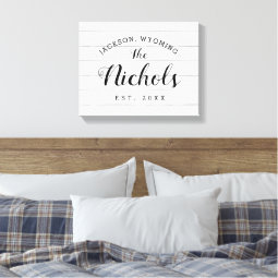 Farmhouse Faux Shiplap Family Monogram Canvas Sign | Zazzle