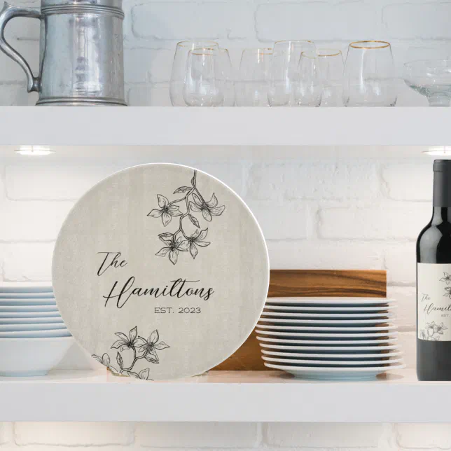 Farmhouse Floral Custom Established Year Cutting Board | Zazzle