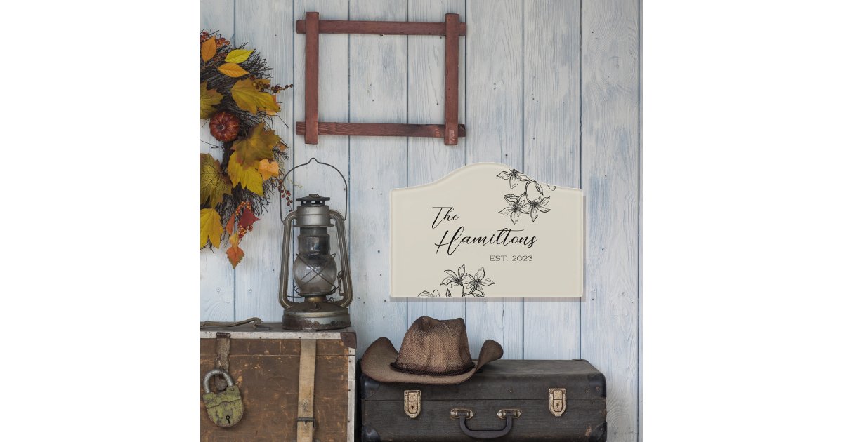 Farmhouse Floral Custom Established Year Door Sign | Zazzle