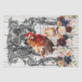 Farmhouse Floral Rhode Island Red Chickens Tissue Paper | Zazzle