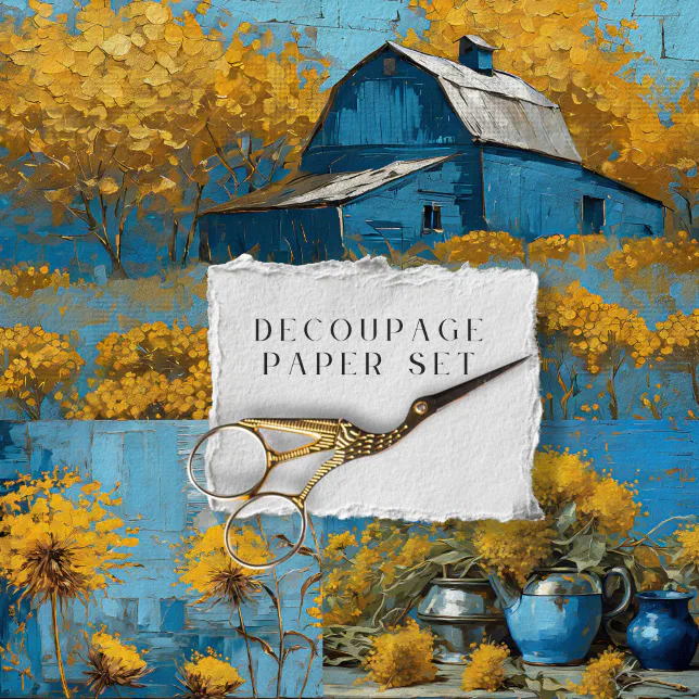 Farmhouse Floral Rustic Vintage Texture Decoupage Wrapping Paper Sheets ...