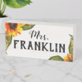 Farmhouse Floral Teacher's Name Wood Desk Sign | Zazzle