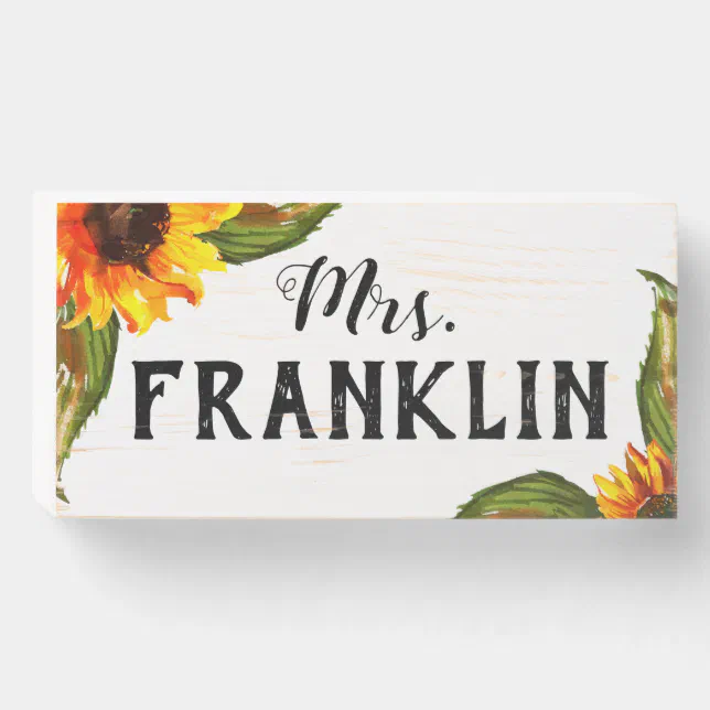 Farmhouse Floral Teacher's Name Wood Desk Sign | Zazzle
