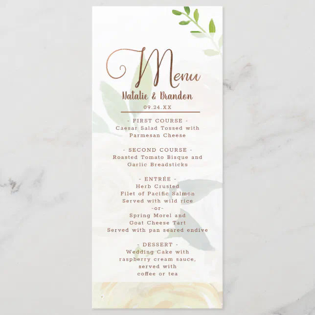 Farmhouse Fresh Rustic Country Floral Dinner Menu | Zazzle