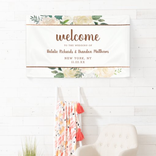 Farmhouse Fresh Rustic Country Floral Welcome Banner | Zazzle