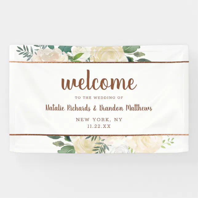 Farmhouse Fresh Rustic Country Floral Welcome Banner | Zazzle
