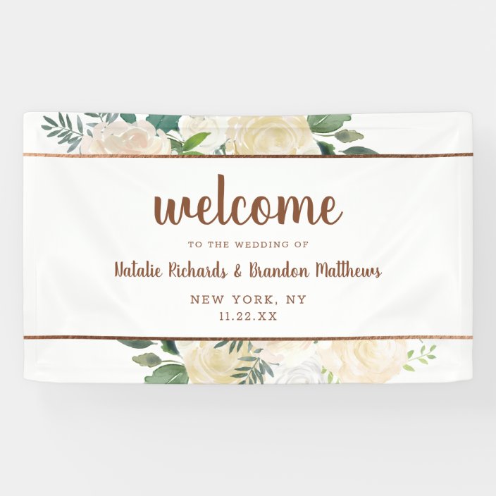 Farmhouse Fresh Rustic Country Floral Welcome Banner | Zazzle