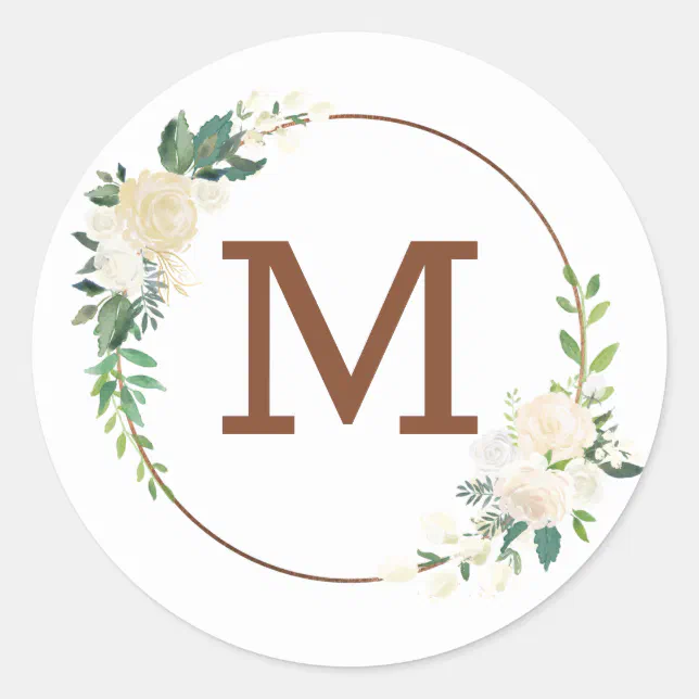 Farmhouse Fresh Rustic Country Monogram Wedding Classic Round Sticker ...