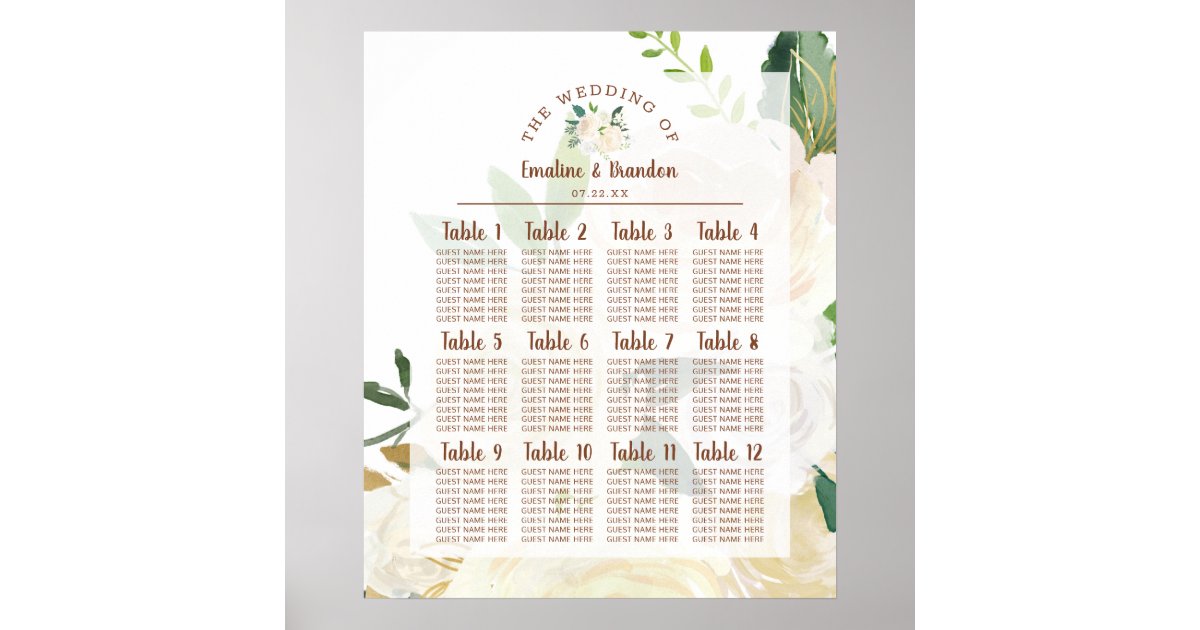 Farmhouse Fresh Rustic Country Table Seating Chart | Zazzle