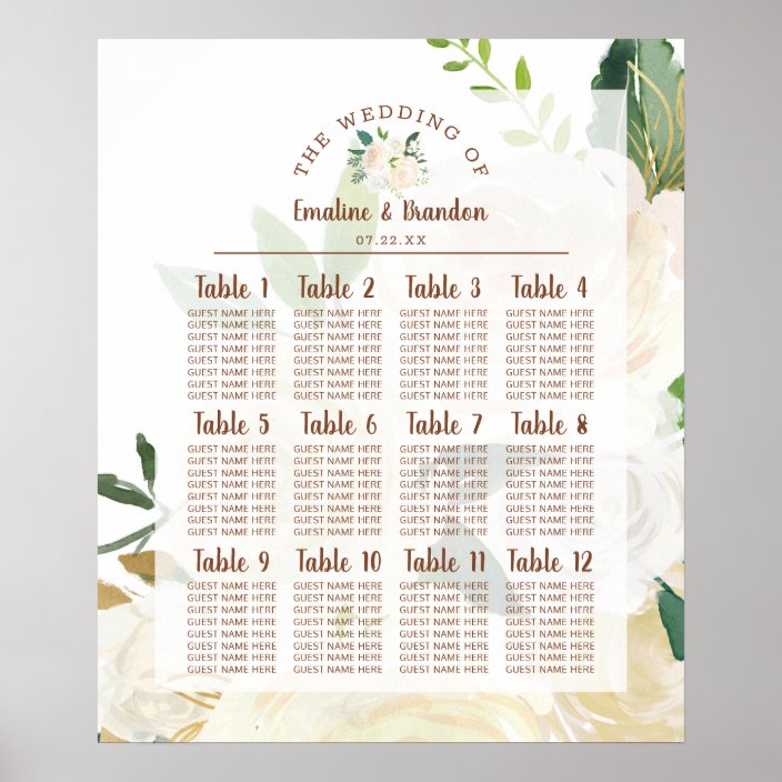 Farmhouse Fresh Rustic Country Table Seating Chart | Zazzle.com