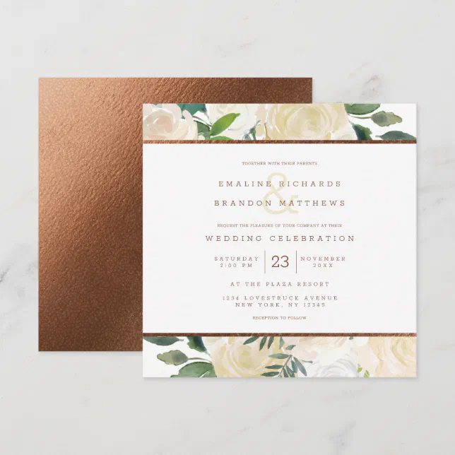 Farmhouse Fresh Rustic Country Wedding Square Invitation | Zazzle