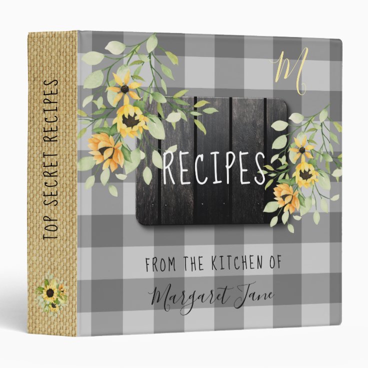Farmhouse kitchen family cookbook rustic recipes 3 3 ring binder | Zazzle