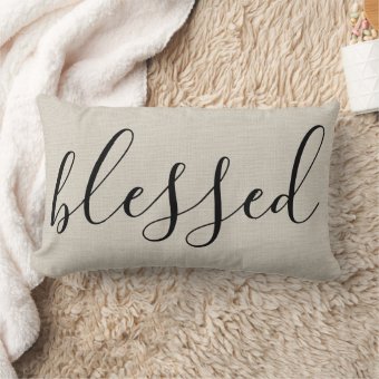 Farmhouse Linen Blessed Throw Pillow | Zazzle