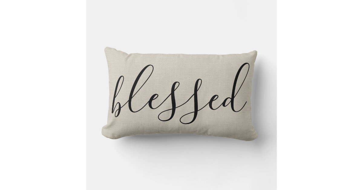 Farmhouse Linen Blessed Throw Pillow | Zazzle